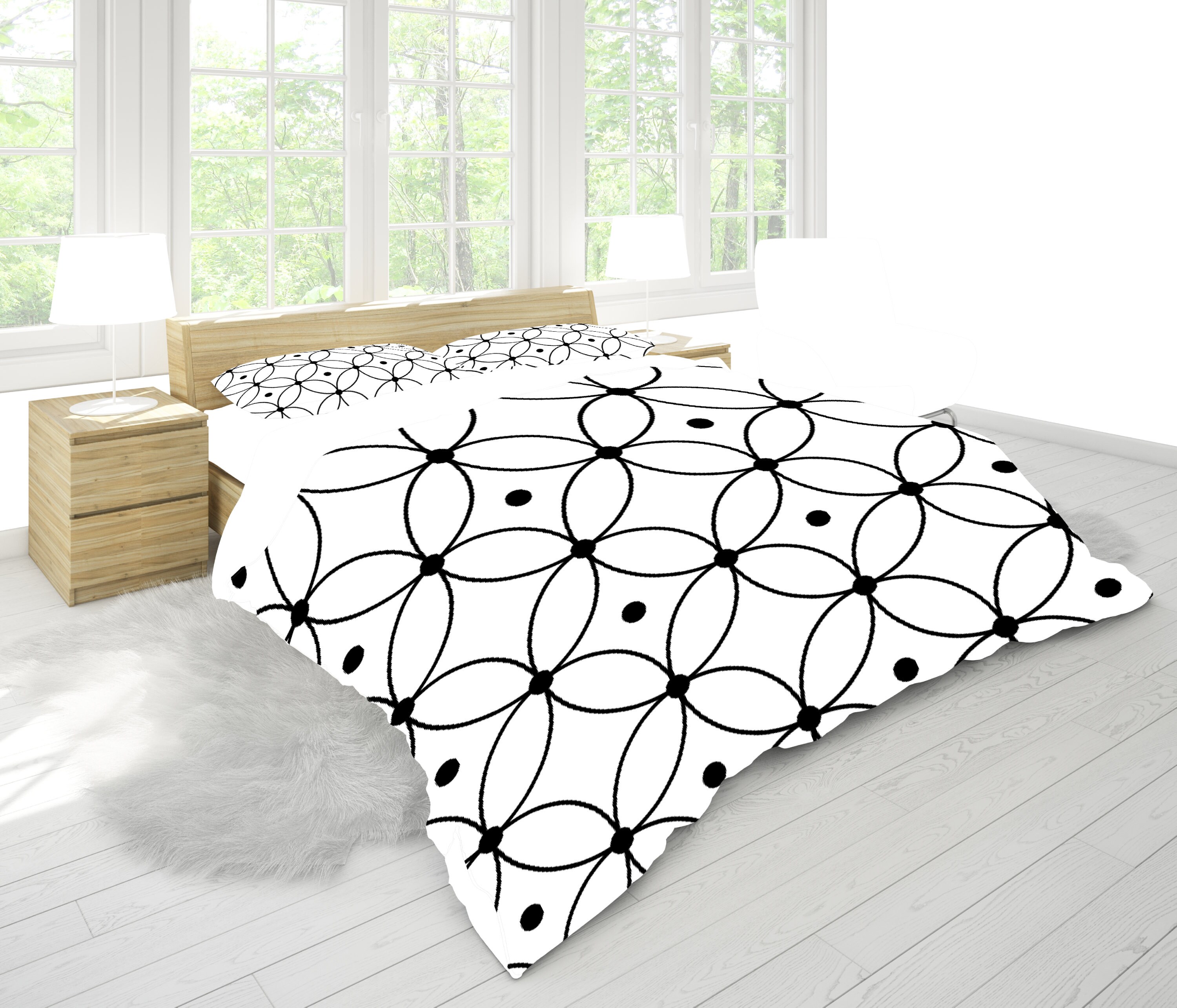 Black White Art Deco Comforter, Art Nouveau 1920s Bedspread, Roaring 20 ...