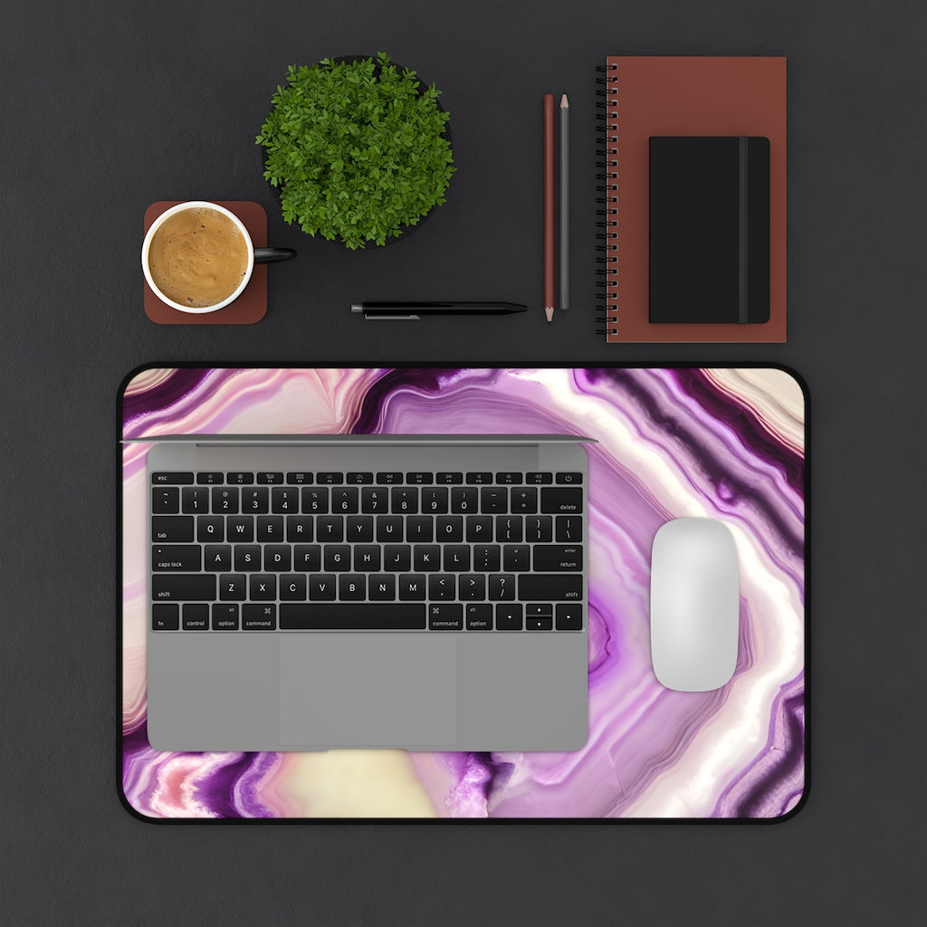 Purple Marble Desk Mat Purple Desk Mat Marble Desk Mat - Etsy