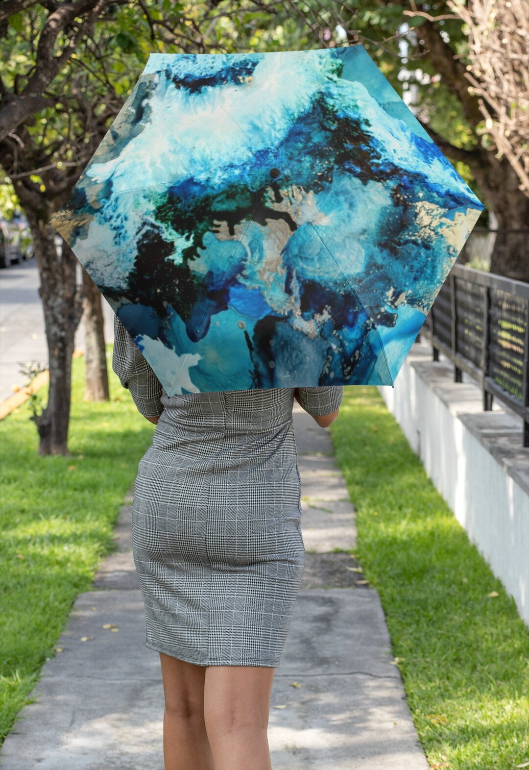 Blue Abstract Art Umbrella, Original Modern Contemporary Painting Artwork, 'arctic Blue' Print ...