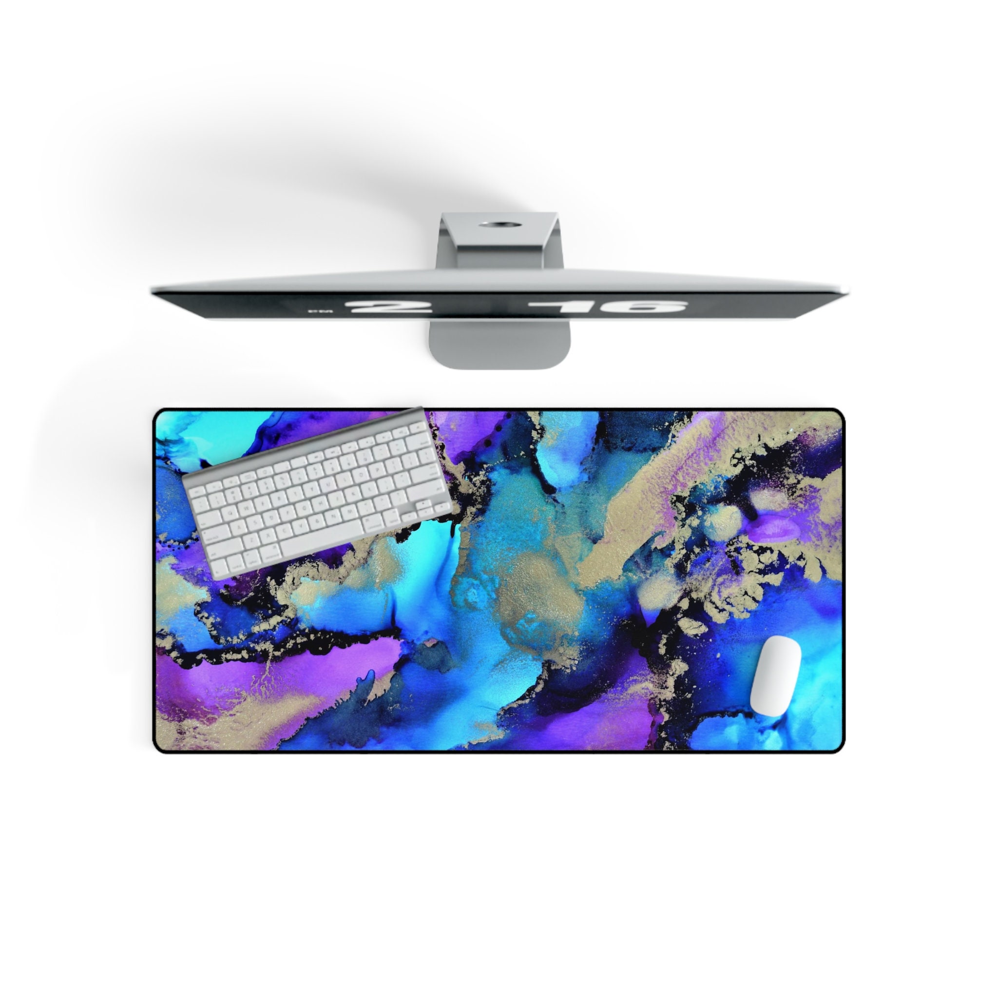 Purple Blue Original Ink Art Desk Mat Marble Desk Mat - Etsy