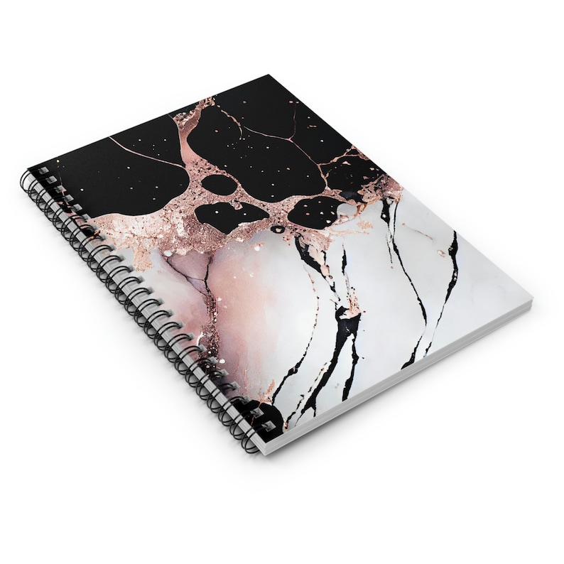 Rose Gold Marble Notebook, Spiral Notebook, Rose Gold Notebook, Agate ...