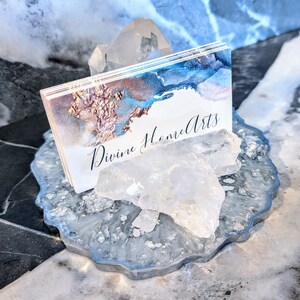 Quartz Crystal Business Card Holder | Custom Phone Stand Gem Resin ...