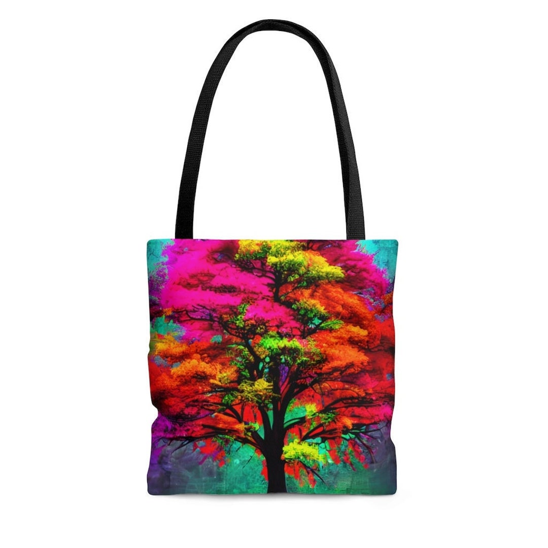 Tote Bag, Tote, Tree Tote Bag, Tree Tote, Colorful Tote Bag, Colorful ...