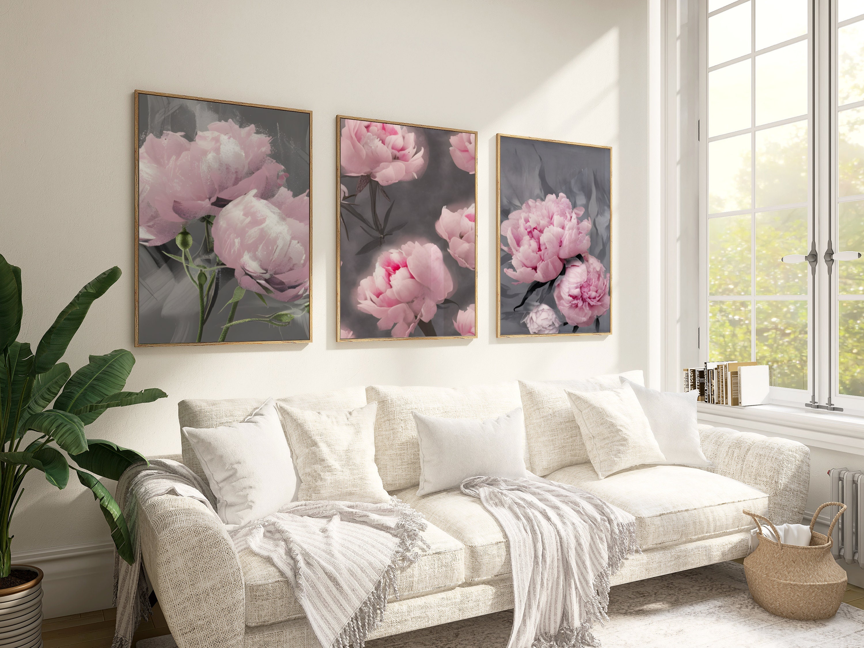 Pink Floral Wall Art Set of 3 Botanical Prints Home Decor - Etsy