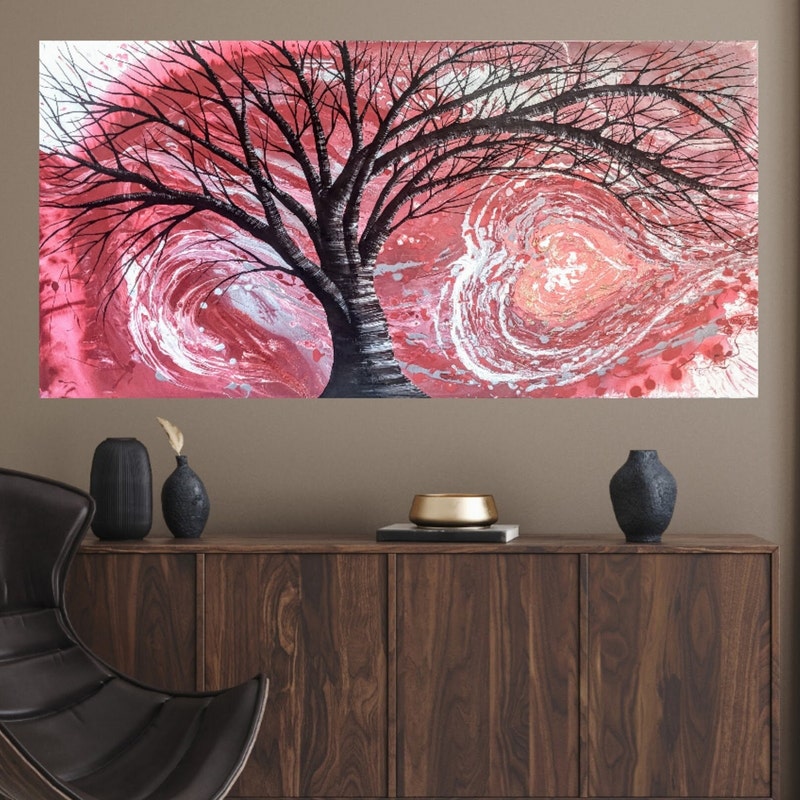 Red Tree Painting - Etsy
