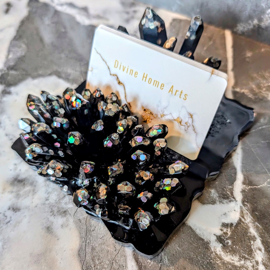 Crystal Business Card Holder Custom Phone Stand Sparkly Bling Resin ...