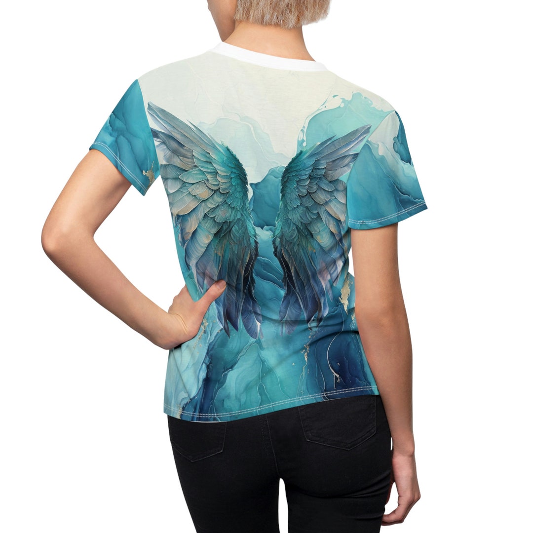 Angel Wings T-shirt, Women's Angel Shirt, Women's T-shirt, Turquoise T ...