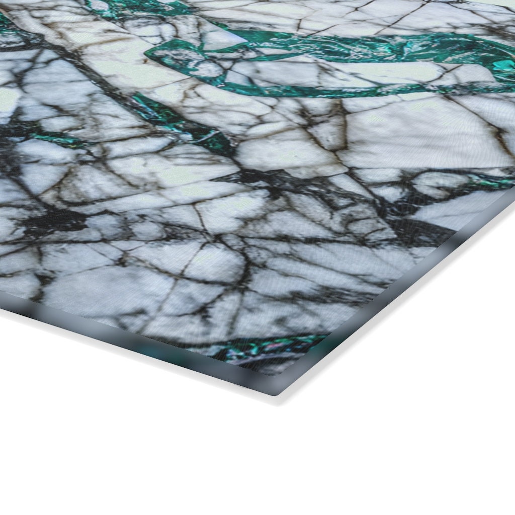 Glass Cutting Board Green Cutting Board Green Marble Design - Etsy