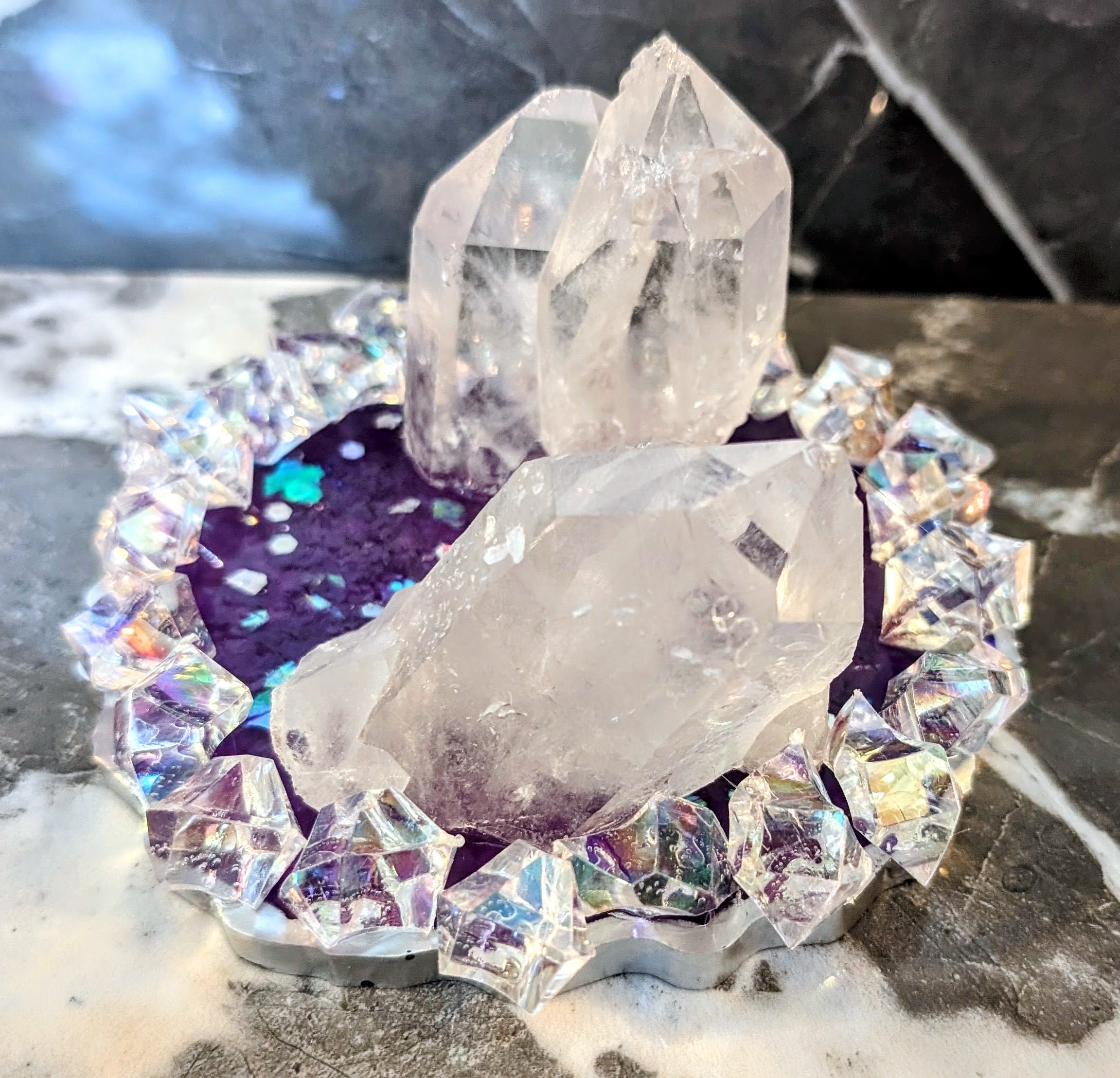 Quartz Crystal Business Card Holder | Custom Phone Stand Gem Resin ...