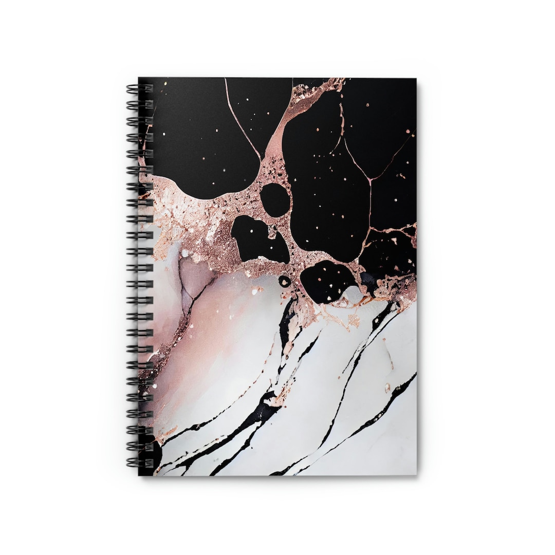 Rose Gold Marble Notebook, Spiral Notebook, Rose Gold Notebook, Agate ...