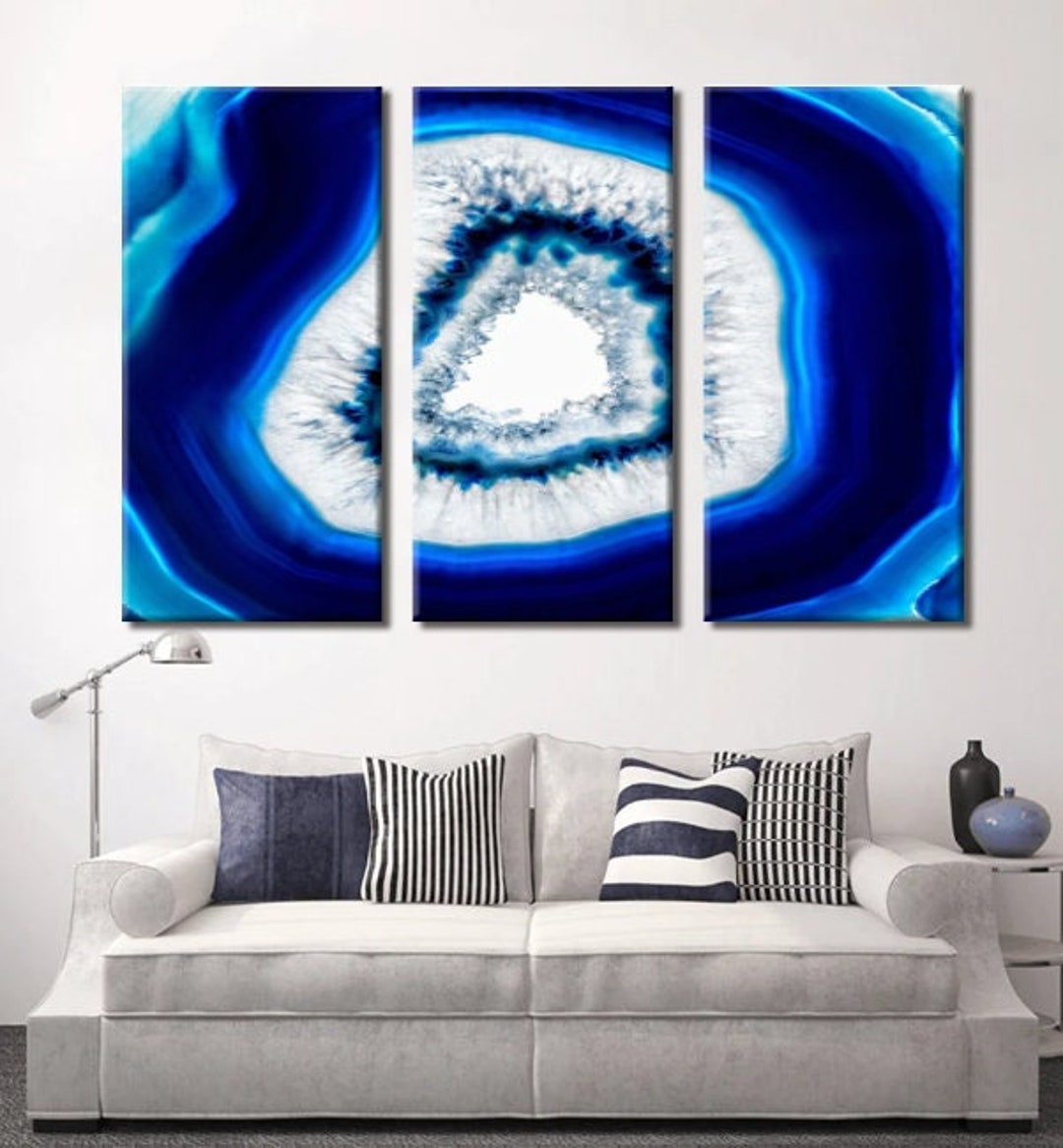 Blue Geode Art | Blue Agate Art | Blue Wall Decor | Blue Painting ...
