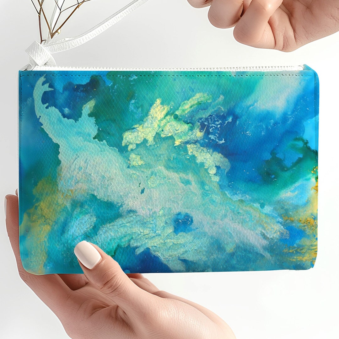 Abstract Art Clutch Bag | Original Ocean Turquoise Aqua Beach Pour ...
