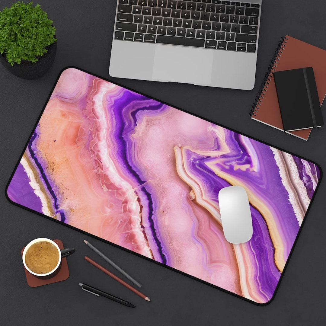 Pink Purple Marble Desk Mat, Pink Desk Mat, Purple Desk Mat, Marble ...