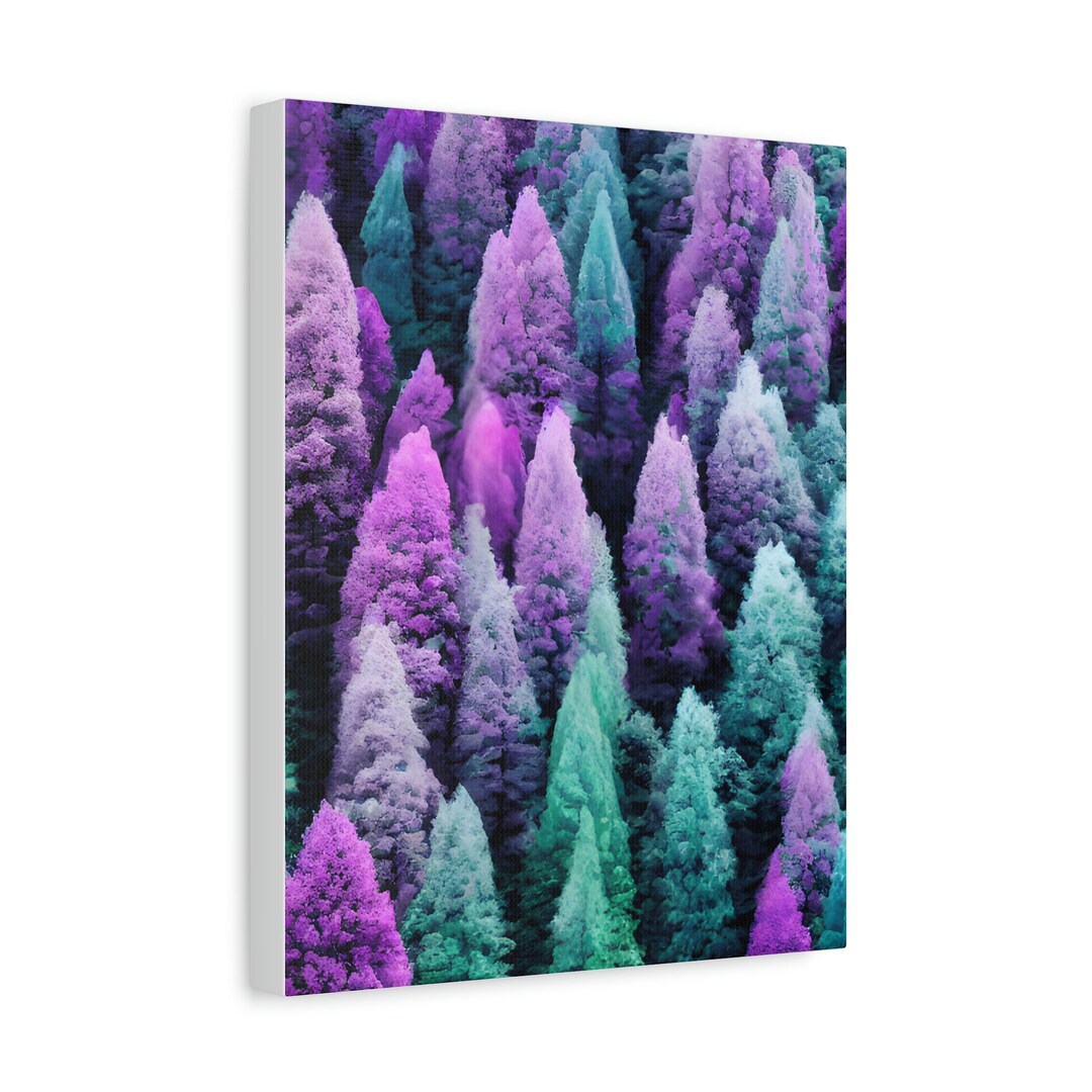 Purple Teal Art Print, Forest Art, Tree Art, Purple Tree Art, Purple ...