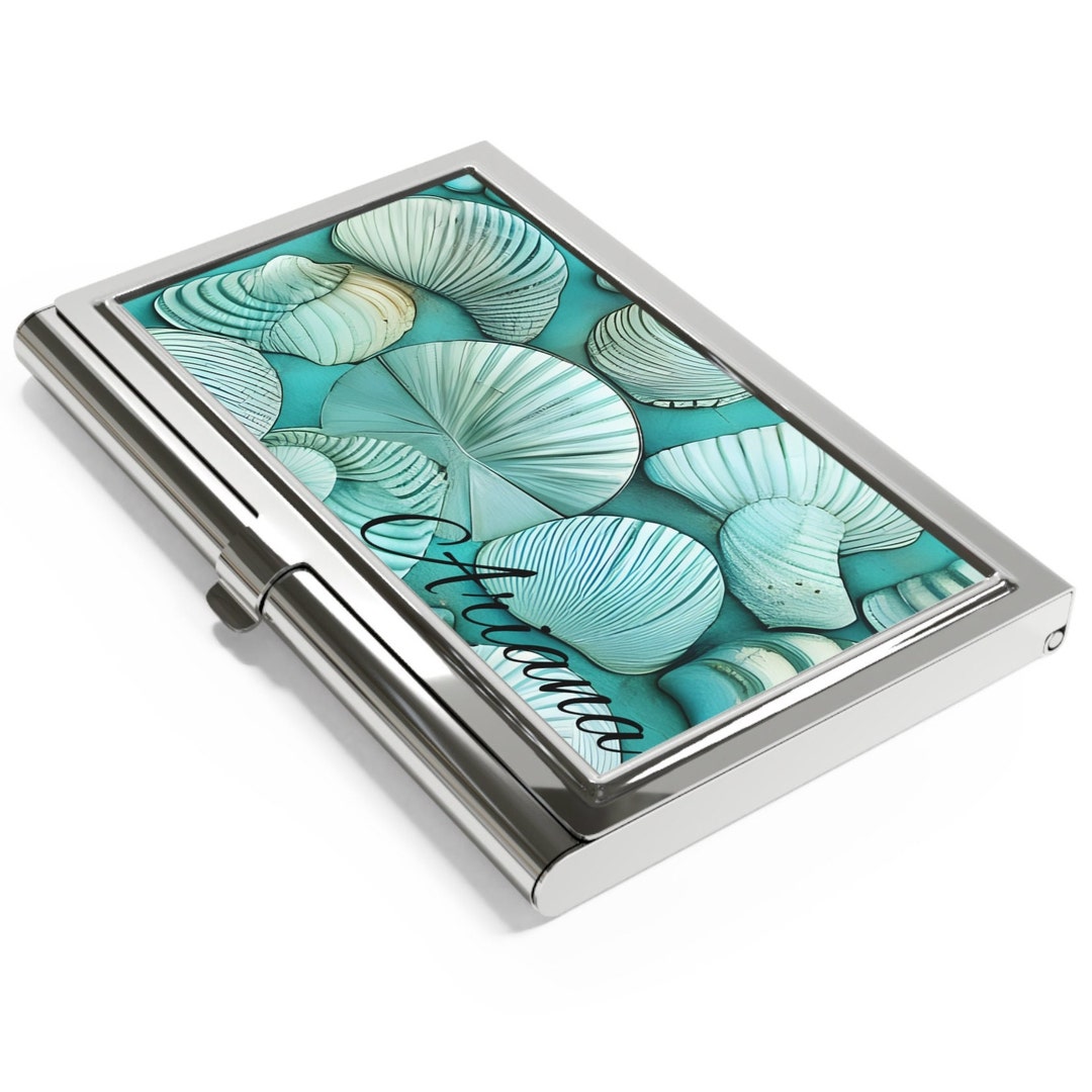 Shell Business Card Holder Original Art Abstract Art Coastal Ocean ...