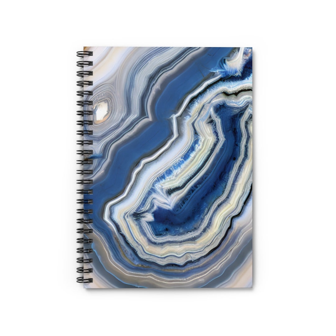 Spiral Notebook, Marble Notebook, Blue Notebook, Agate Notebook, Geode ...