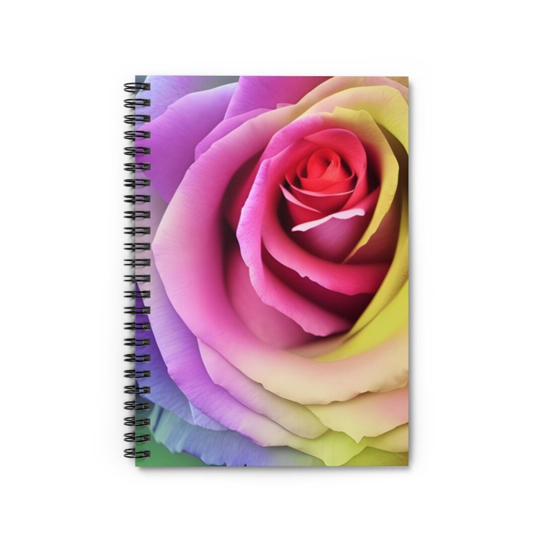 Spiral Notebook, Rose Notebook, Colorful Notebook, Roses Notebook, Rainbow Notebook, Colors ...