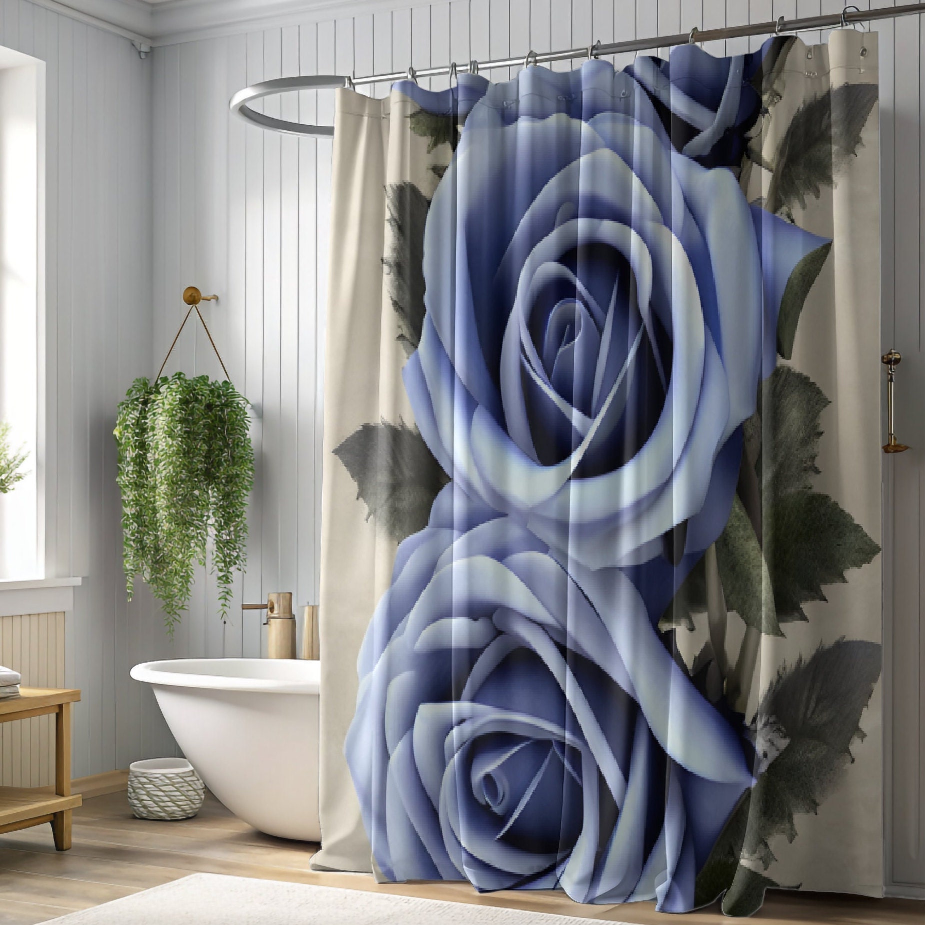 Blue Rose Shower Curtains, Rose Shower Curtains, Blue Shower Curtains ...