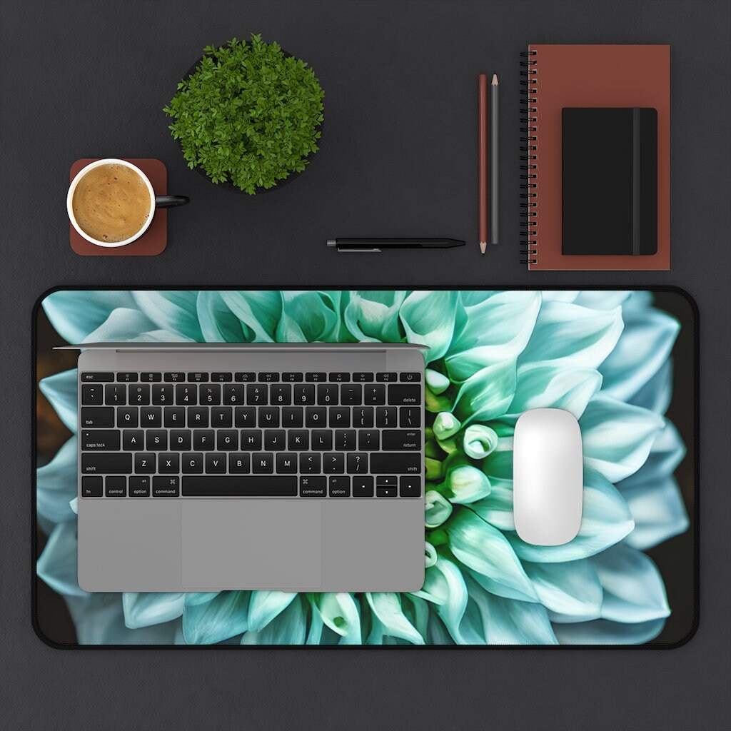 Mint Dahlia Desk Mat Mint Desk Mat Dahlia Desk Mat Aqua - Etsy