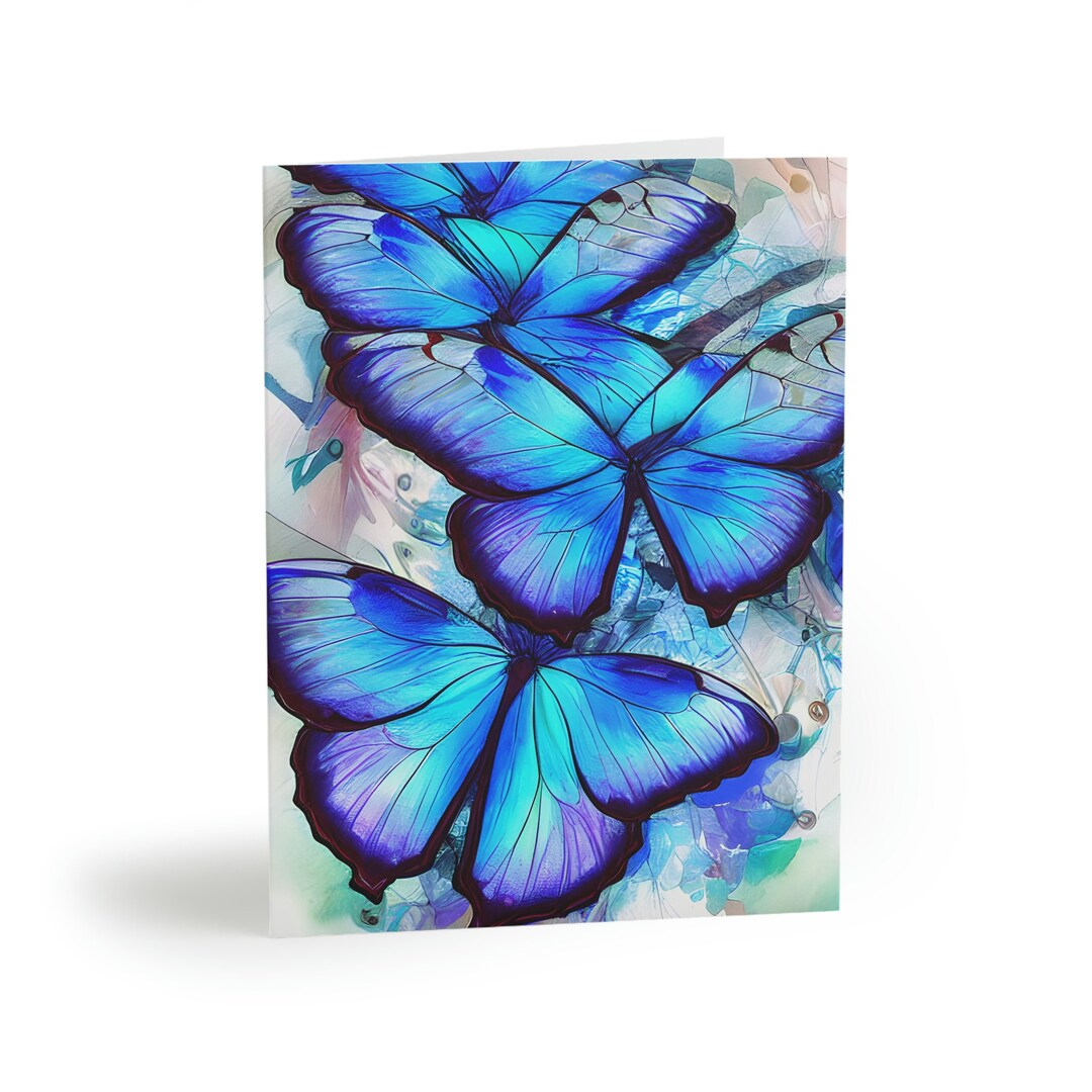 Butterfly Note Cards, Butterfly Greeting Cards, Blue Morpho Cards ...