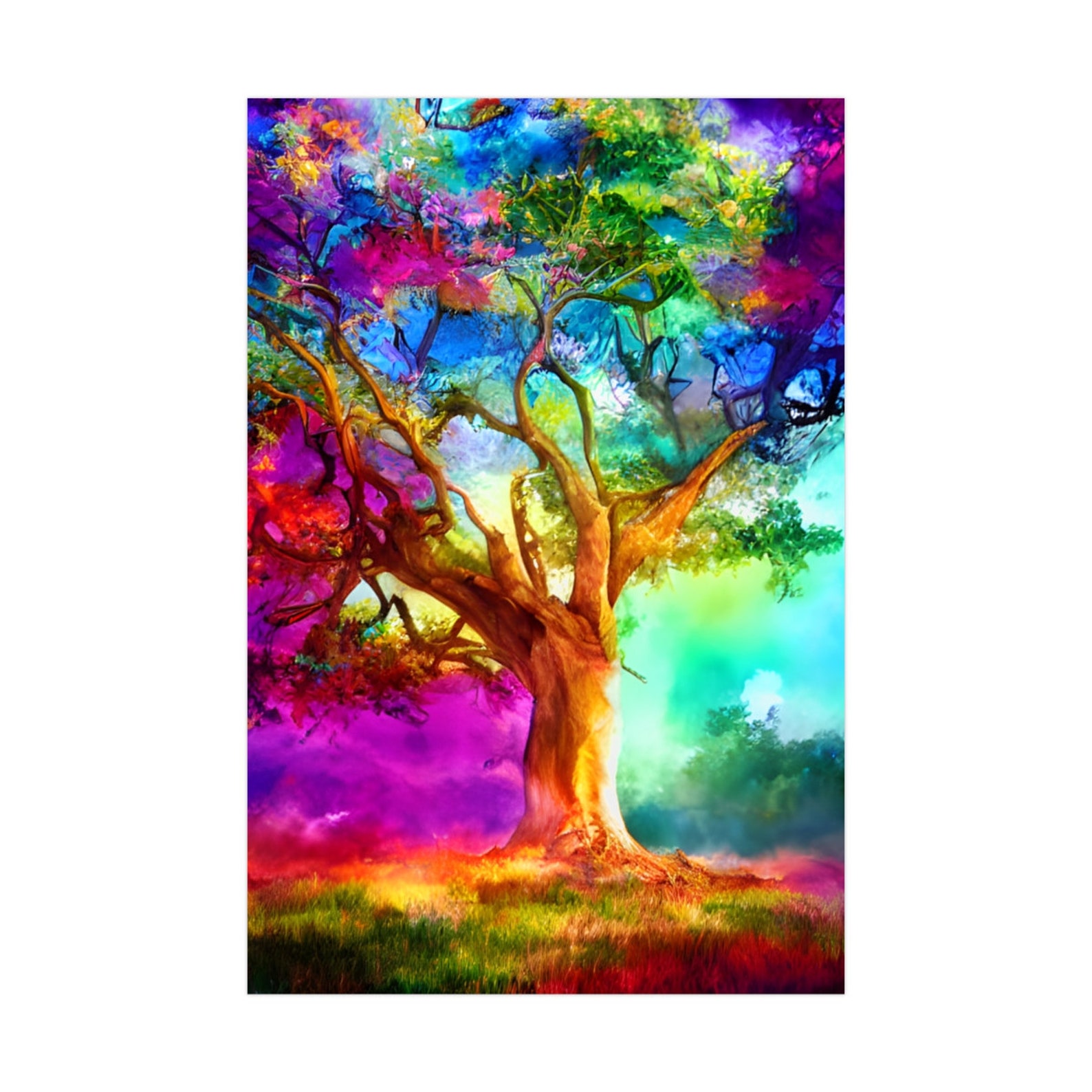 Colorful Tree Art Print, Tree Art, Tree Wall Art, Tree Decor, Colorful ...