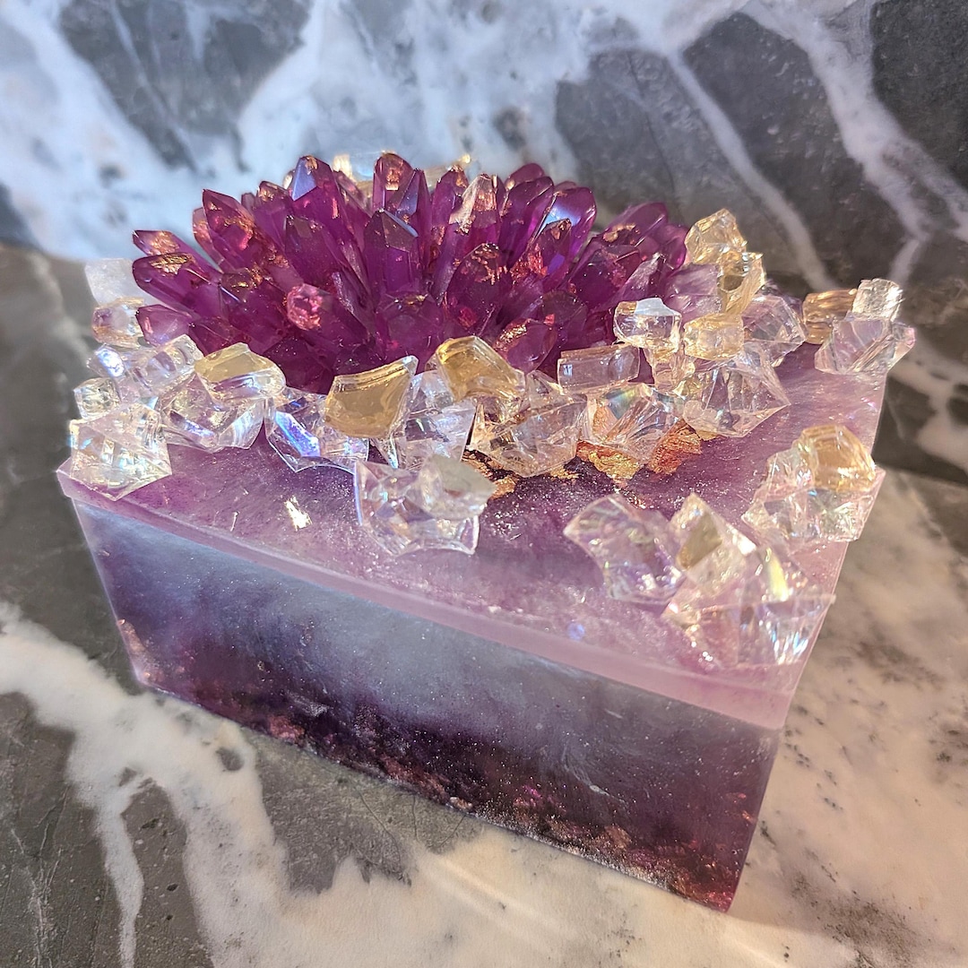 Customizable Agate Crystal Jewelry Box | Geode Marble Resin Keepsake ...