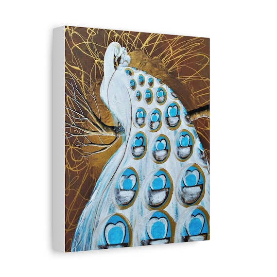 White Peacock Feather Painting Watercolour Peacock Feather Art Print