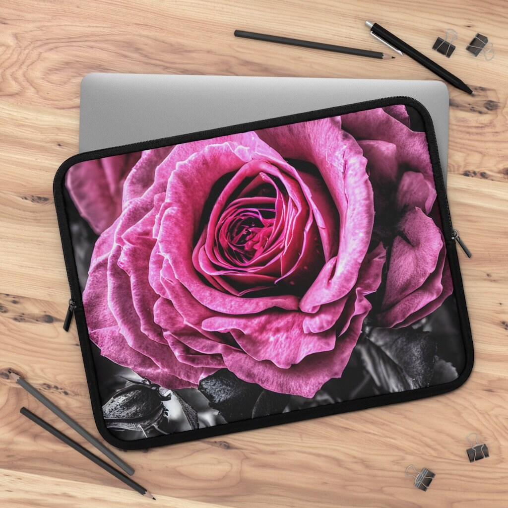 Pink Rose Laptop Sleeve Rose Laptop Sleeve Pink Laptop - Etsy