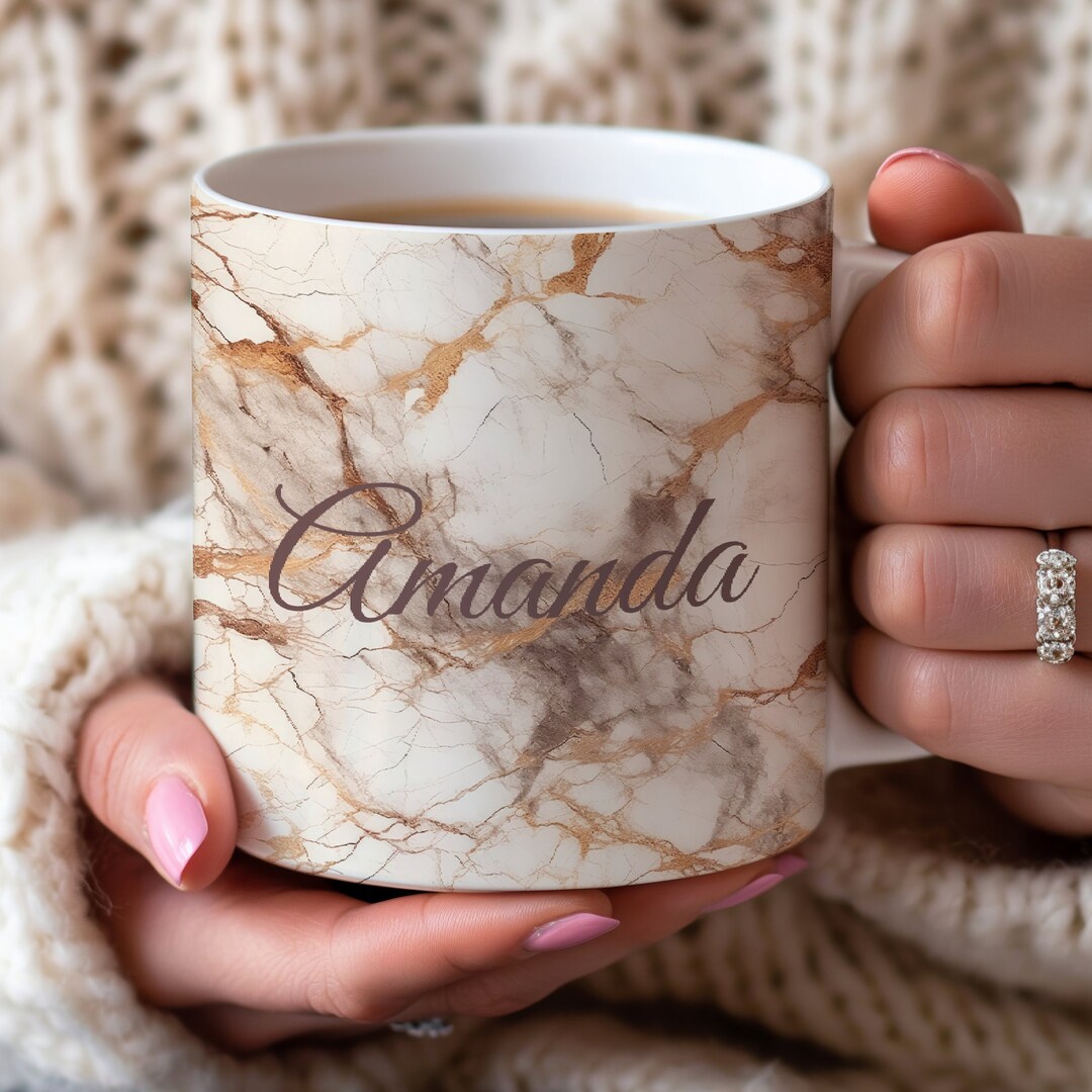 Custom Brown Marble Mug | Personalized Coffee Mug | Custom Mug Gift for ...