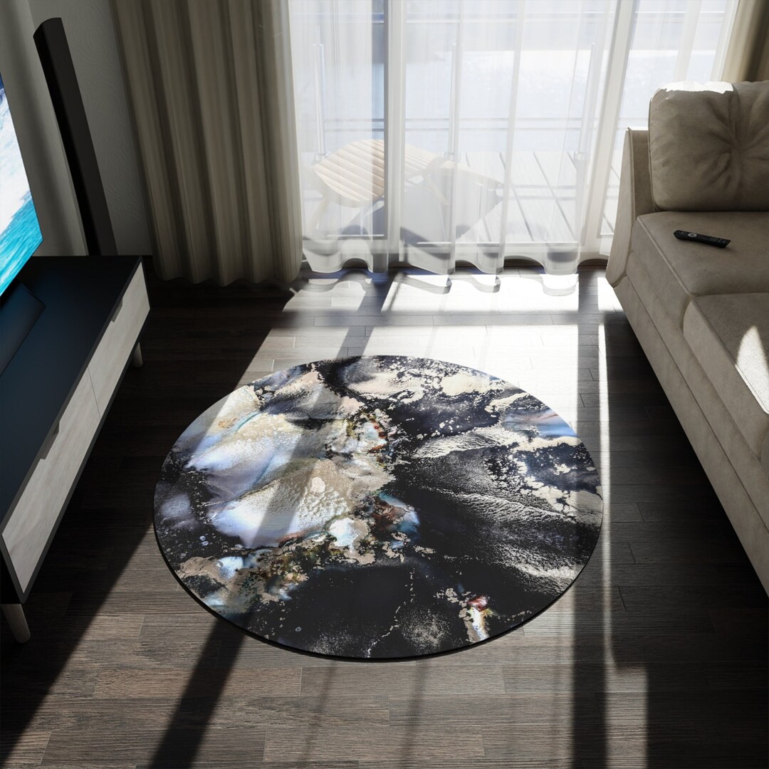 Abstract Black Marble Rug, Black Marble Rug, Abstract Black Rug ...