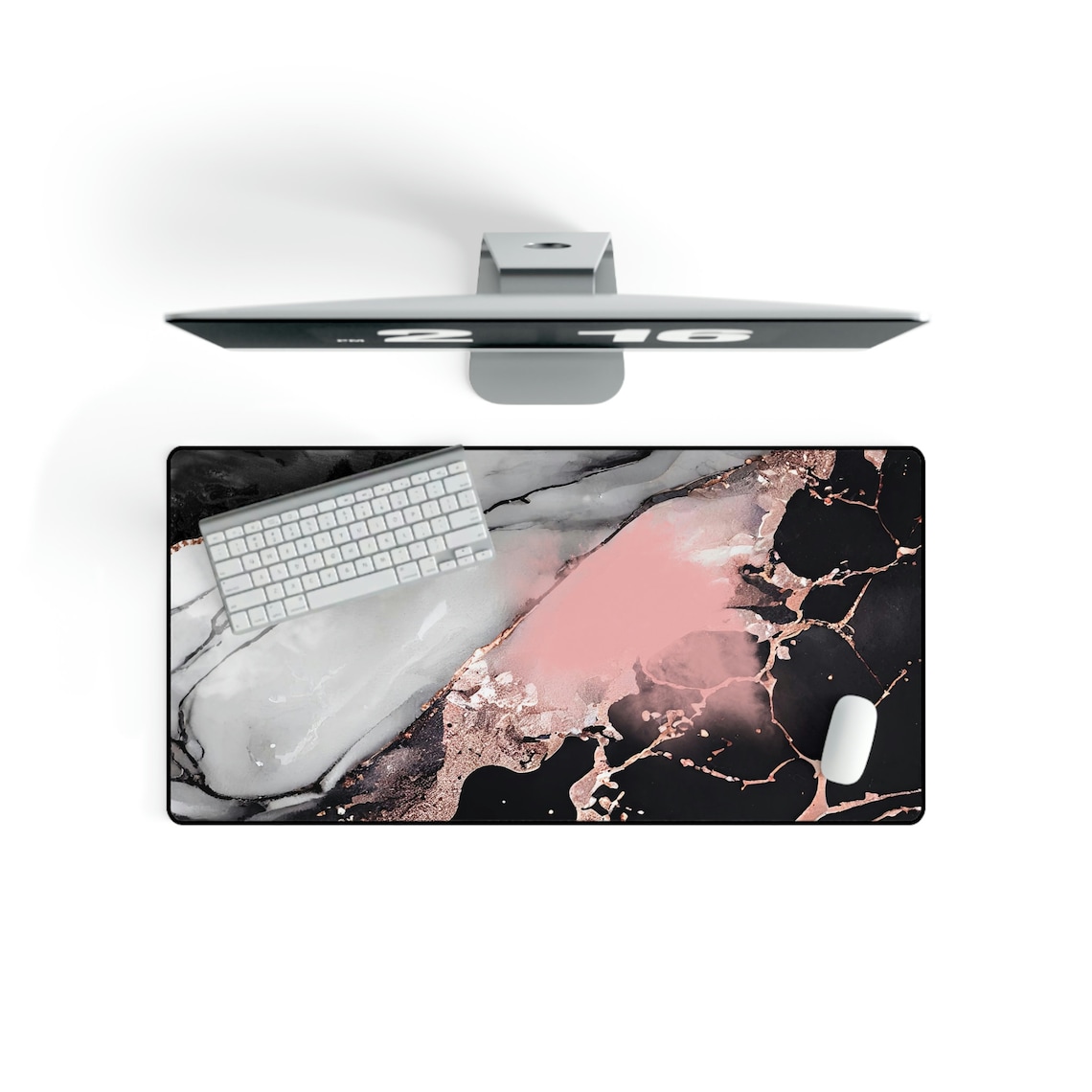 XL Rose Gold Desk Mat, Marble Desk Mat, Rose Gold Desk Pad, Agate Desk ...