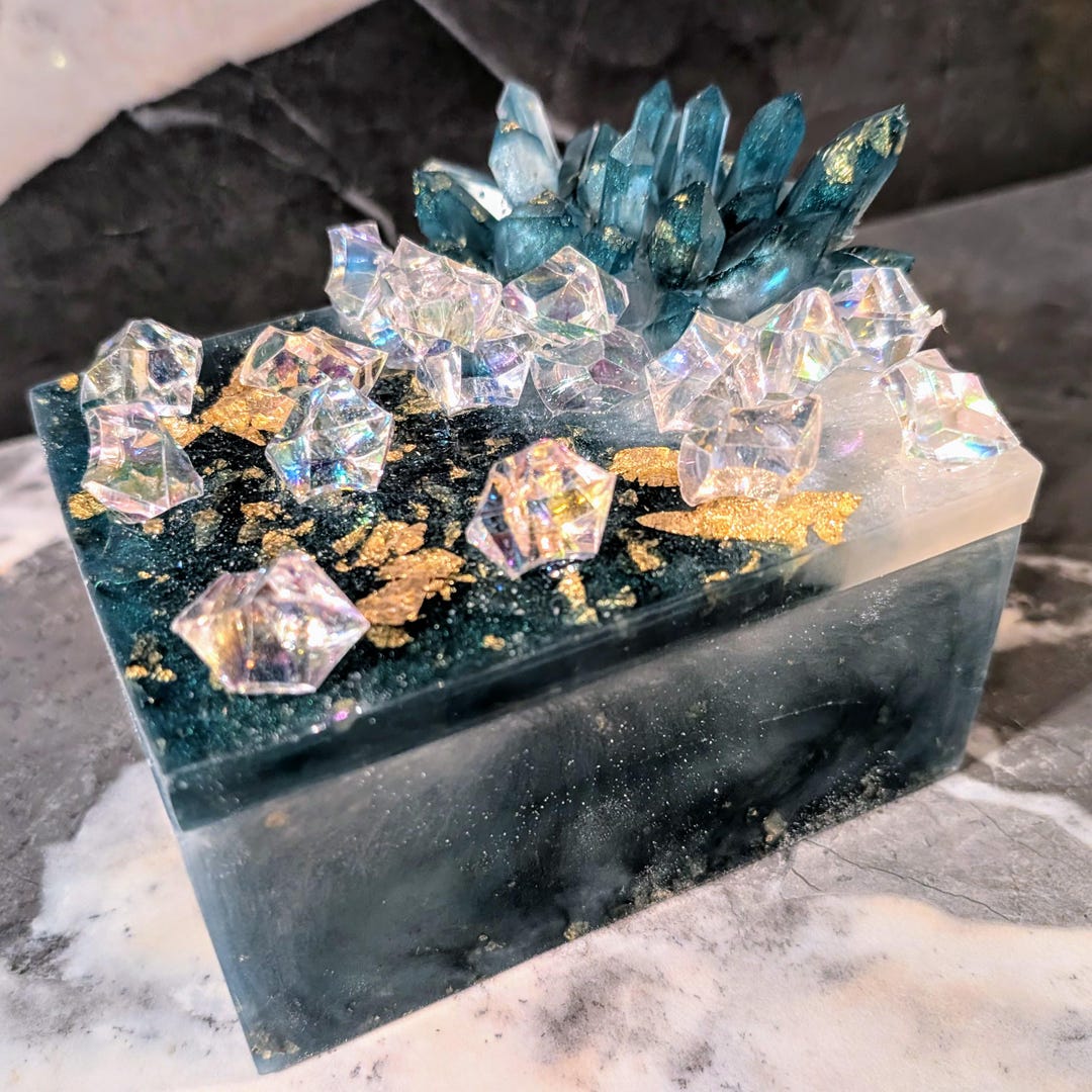 Customizable Agate Crystal Jewelry Box | Geode Marble Resin Keepsake ...