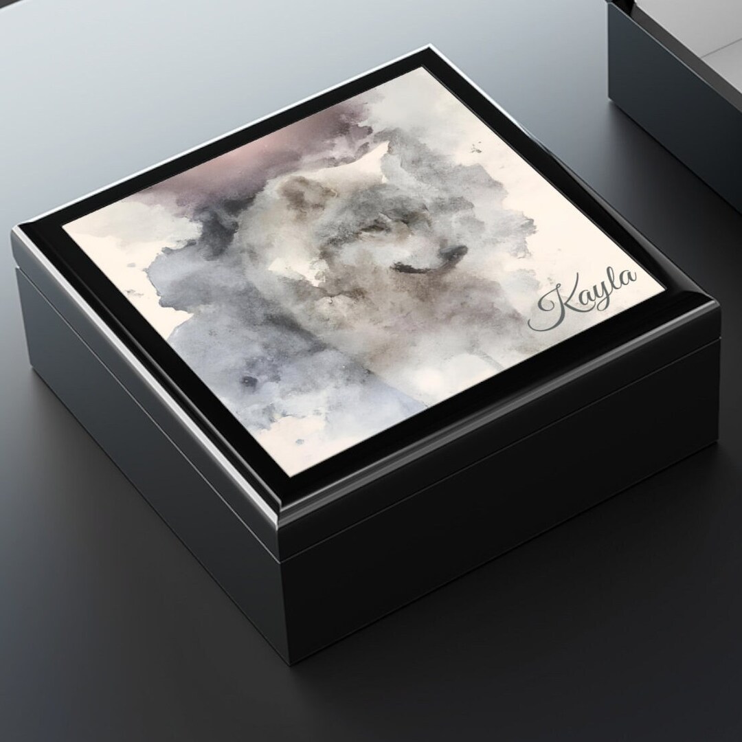 Custom Wolf Jewelry Box | Custom Original Watercolor Wolves Art Name ...