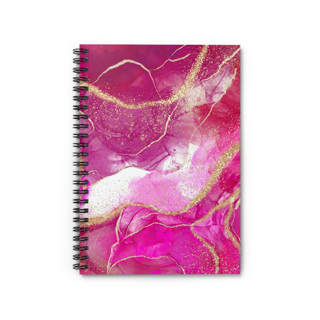 Hot Pink Marble Notebook, Hot Pink Notebook, Marble Notebook, Agate ...