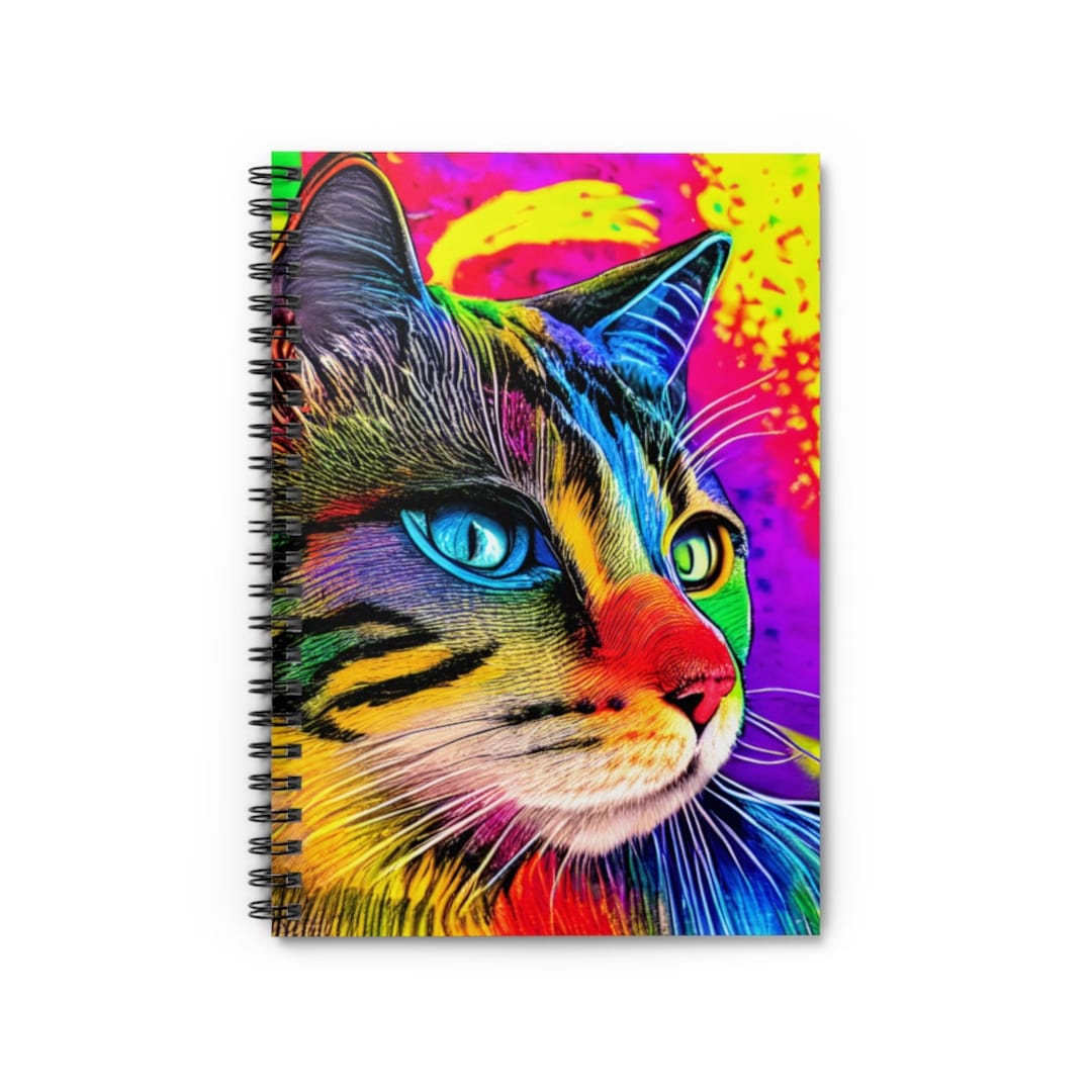 Spiral Notebook, Cat Notebook, Rainbow Notebook, Colorful Notebook ...