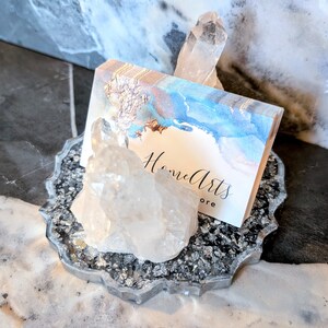 Quartz Crystal Business Card Holder | Custom Phone Stand Gem Resin ...