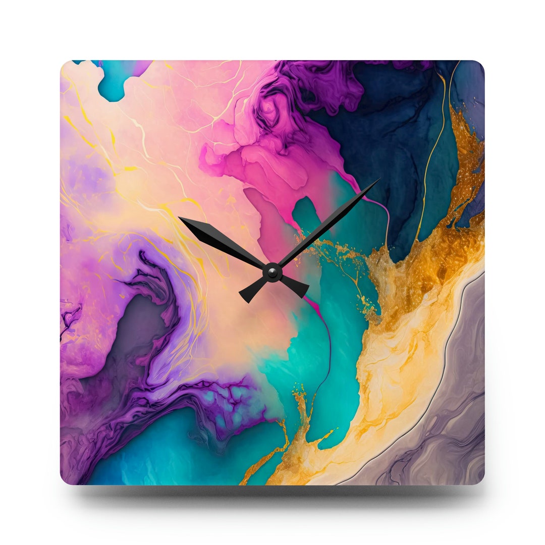 Colorful Abstract Wall Clock | Colorful Wall Clock | Colorful Clock ...