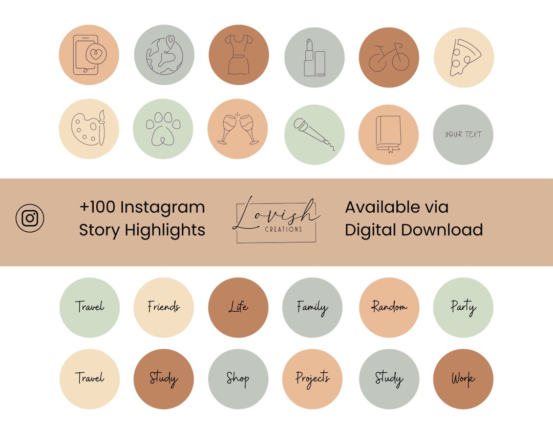 Set of Instagram Highlight Stories Covers With Earthly and Neutral ...
