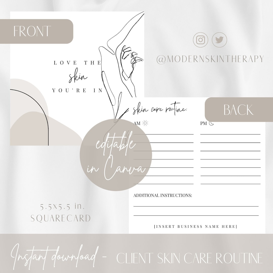 Editable Client Skin Care Routine Template | Minimalist | Esthetician ...
