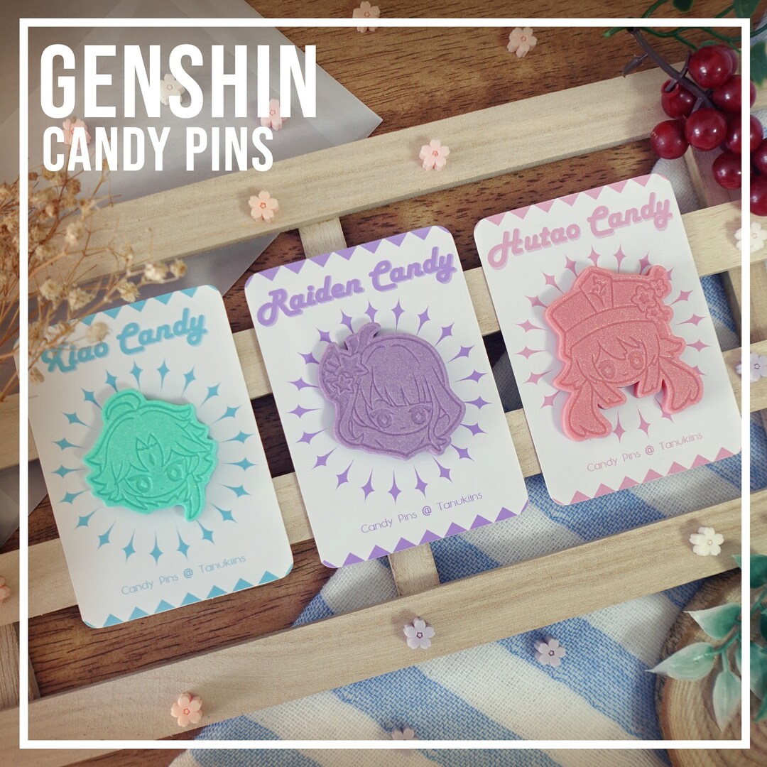 Genshin Impact Pins Candy Inspired Xiao, Raiden Shogun and Hutao - Etsy