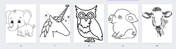 10 Printable Animal Coloring Pages - Etsy