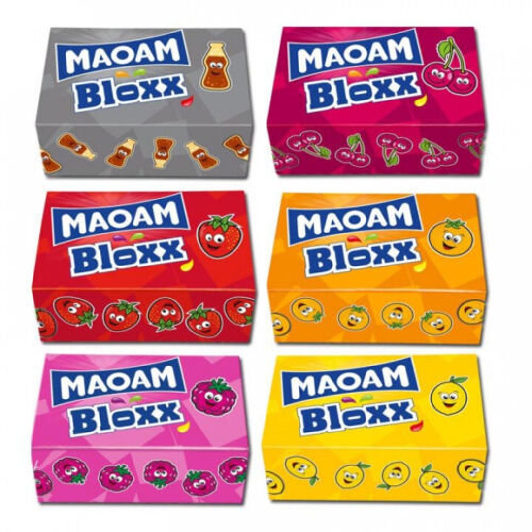 Haribo Mini Maoam Bloxx Fruit Chews Wrapped Sweets Party Bag Retro 200g ...