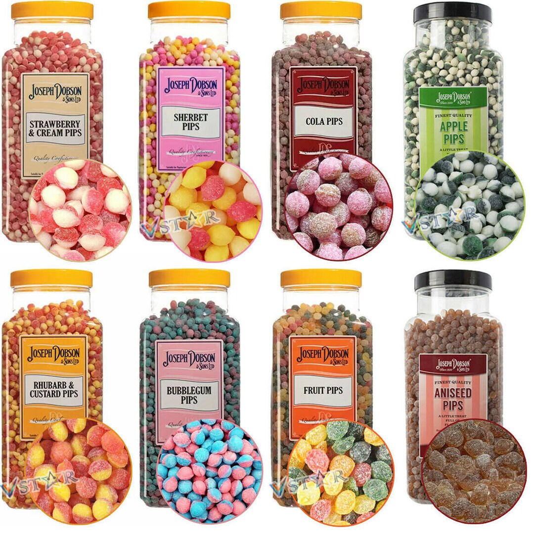 Joseph Dobson Pips Strawberry Sherbet Cola Blue 1 Iron Bru Rhurbarb ...