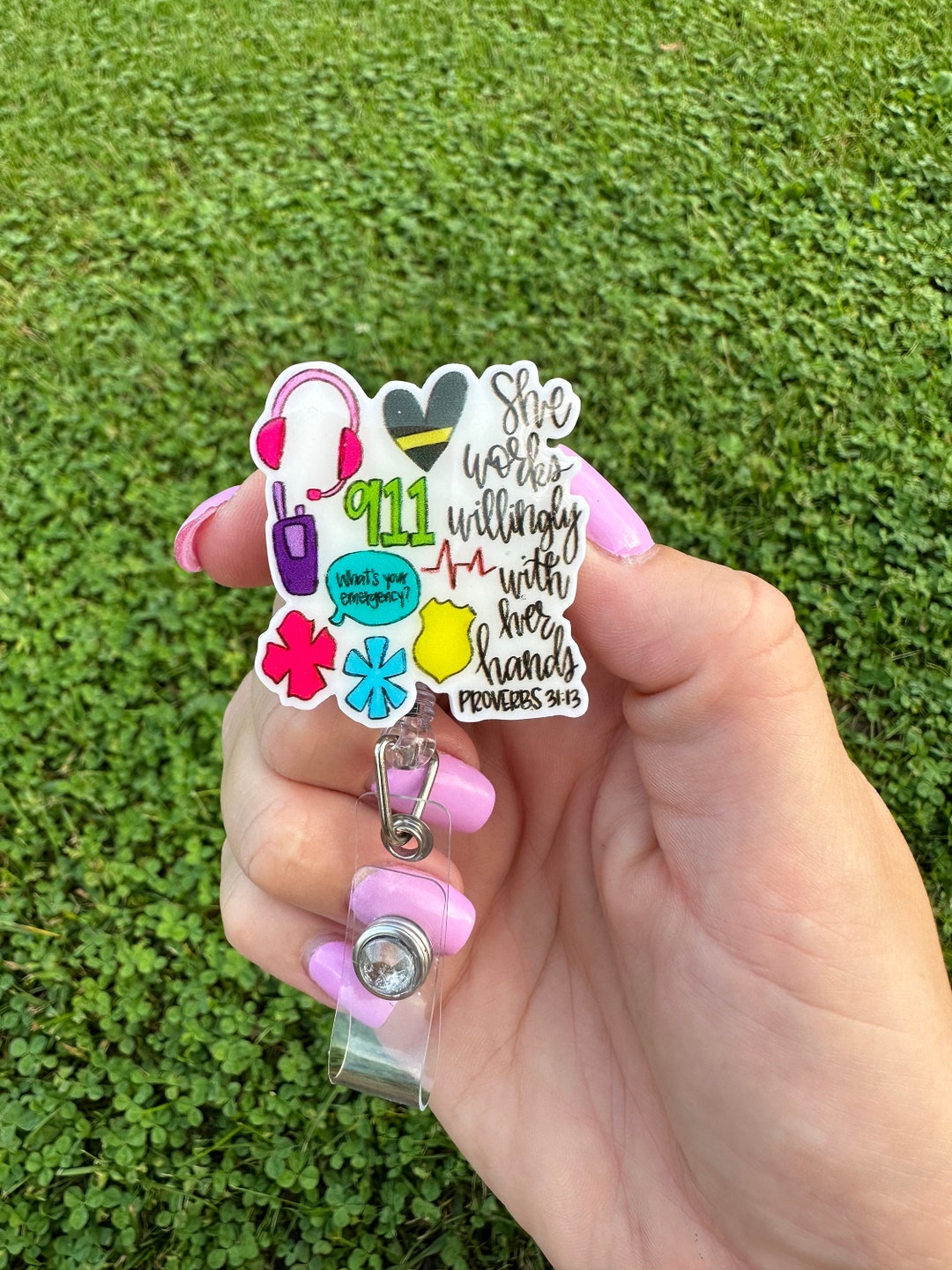 911 Dispatcher Badge Reel / Dispatcher / Dispatcher Badge Reel / Badge ...