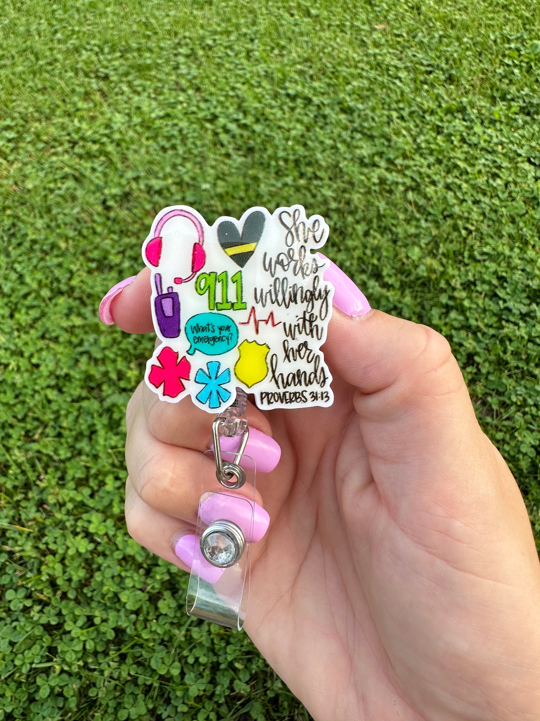 911 Dispatcher Badge Reel / Dispatcher / Dispatcher Badge Reel / Badge ...