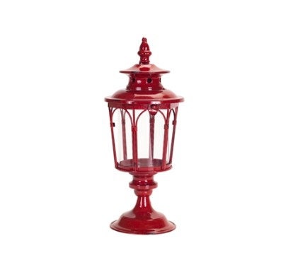 Distressed Red Metal & Glass Lantern - Etsy