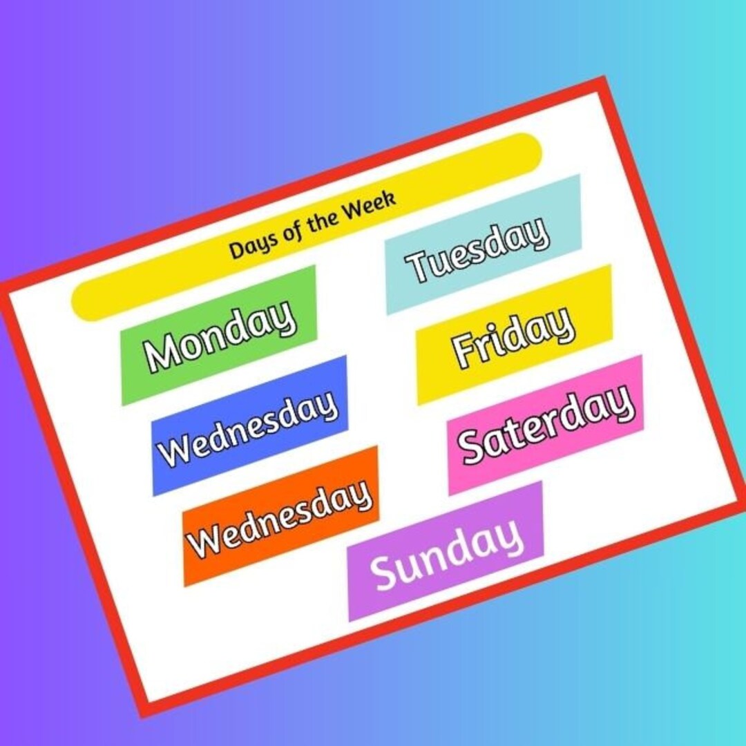 Days of Week Poster - Etsy