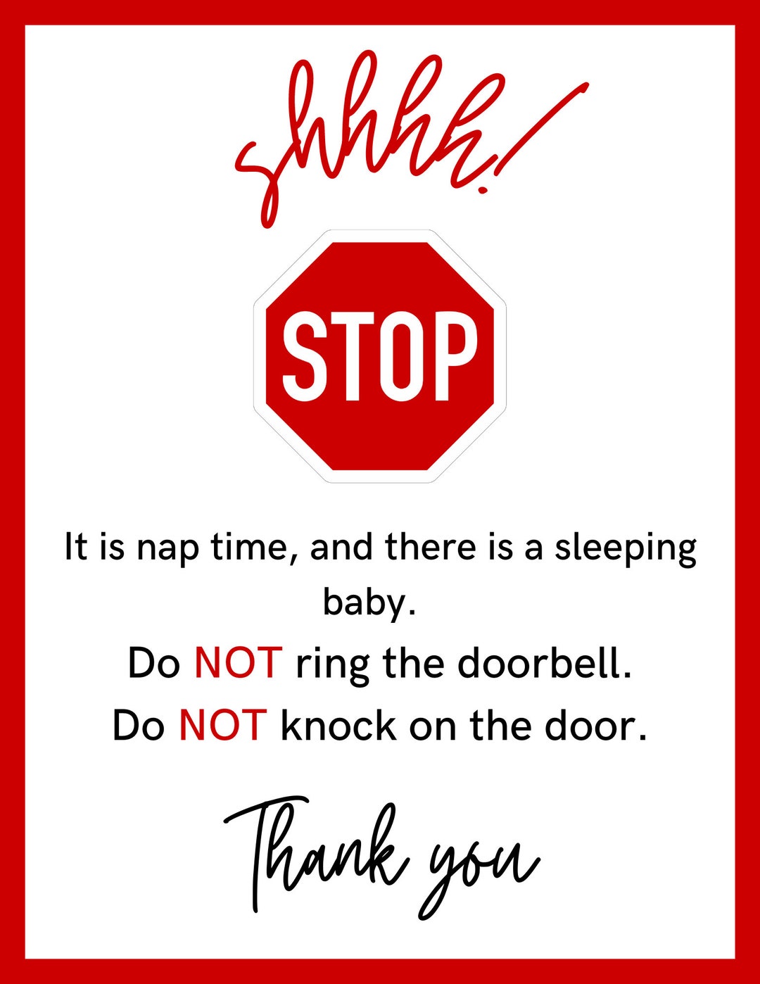 Nap Time Front Door Sign - Digital Print, on Demand - Etsy
