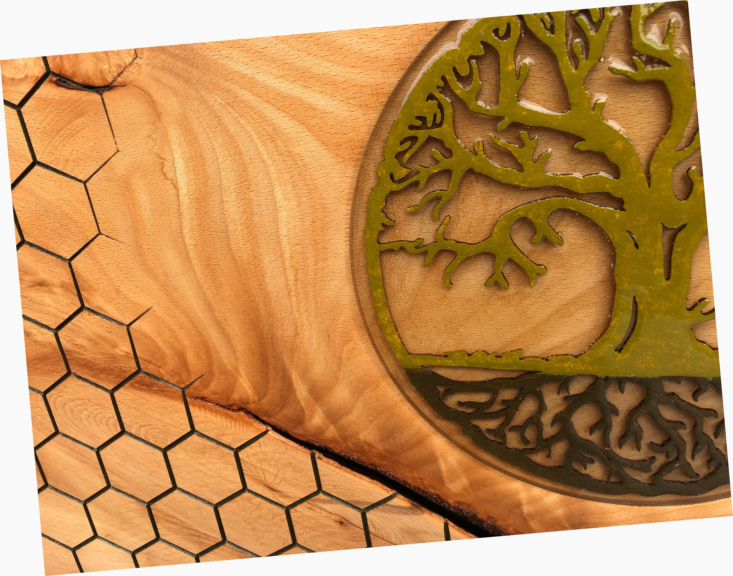 Wanddeko aus Holz Wabe trifft Lebensbaum Nr. 1 - Etsy.de