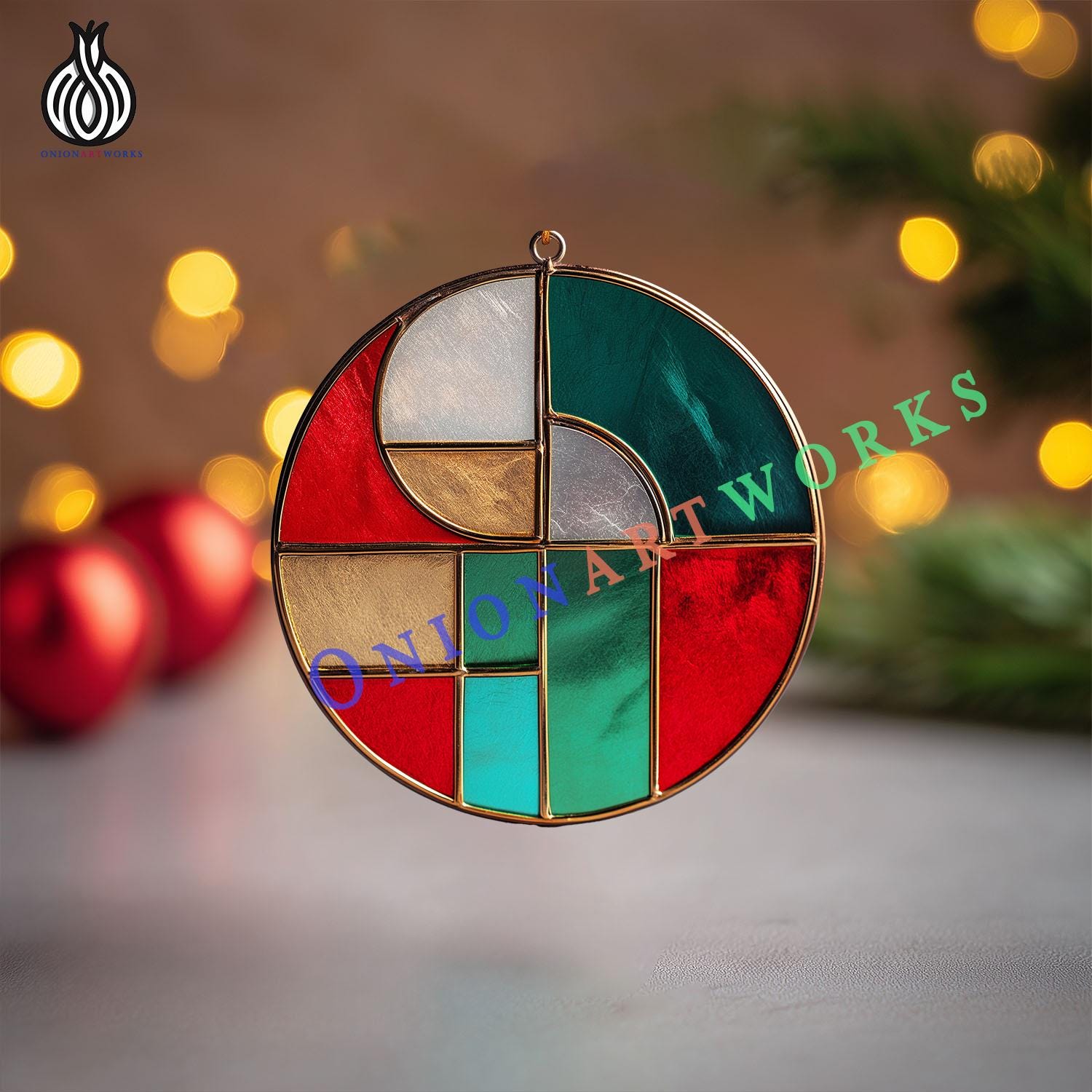 Geometric Circle Stained Glass Pattern | Modern Abstract Color Block ...